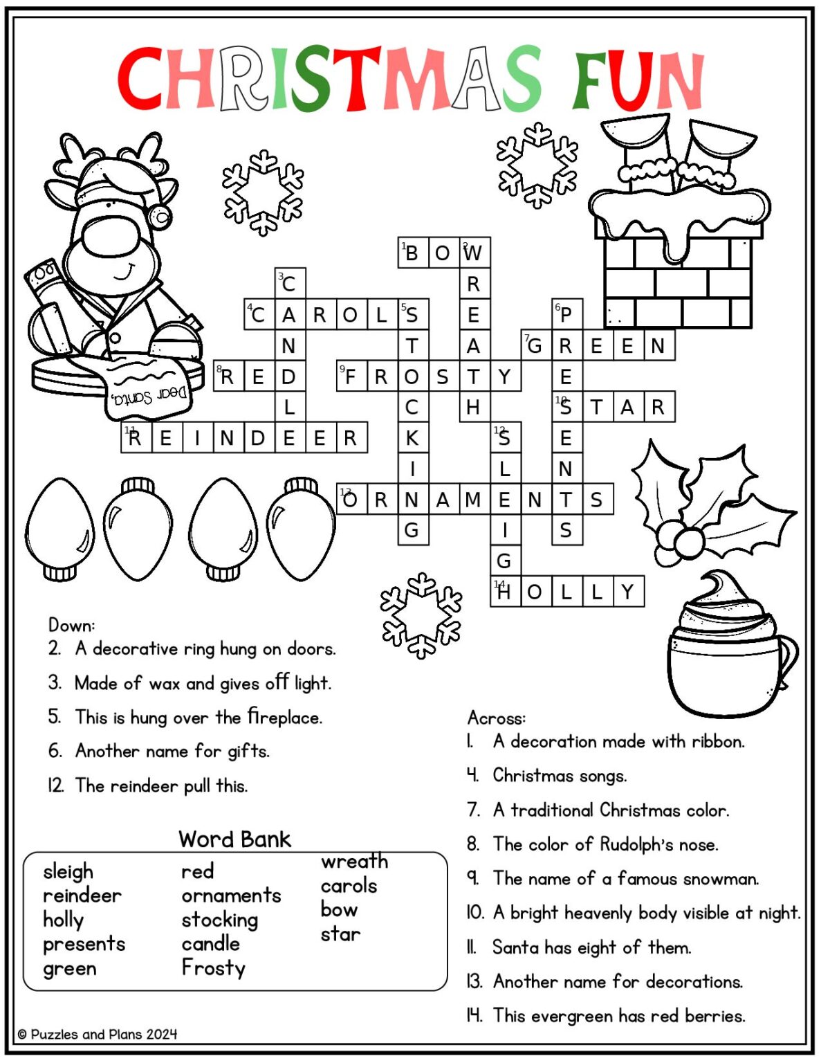 Merry Christmas Hard Word Search - puzzlesandplans.com